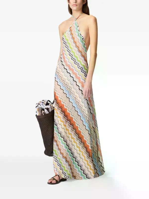 Missoni Zigzag Pattern Halterneck Maxi Dress