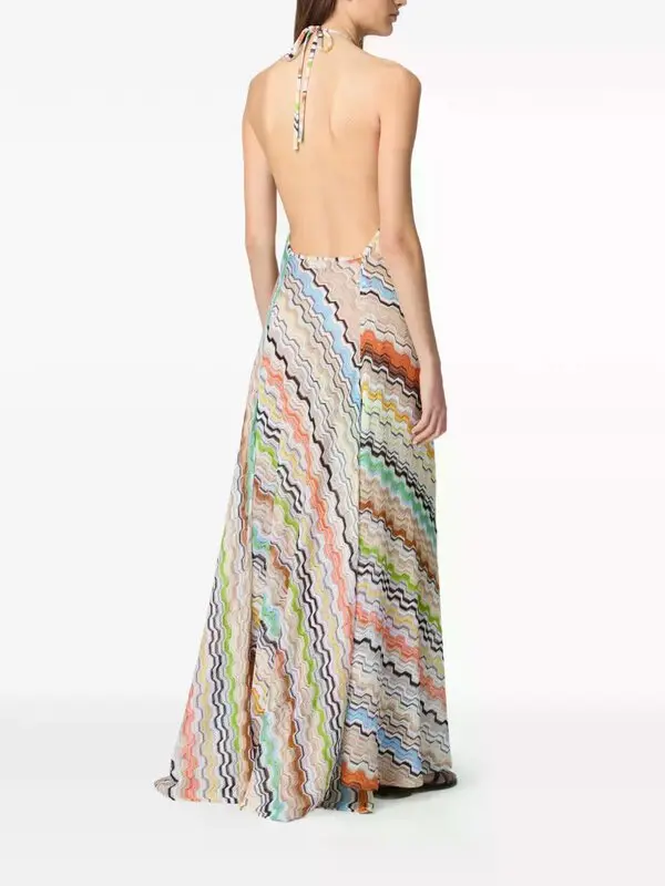 Missoni Zigzag Pattern Halterneck Maxi Dress