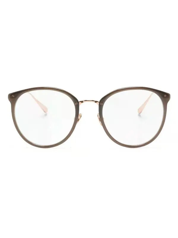 Linda Farrow Round Frame Optical Glasses - Brown