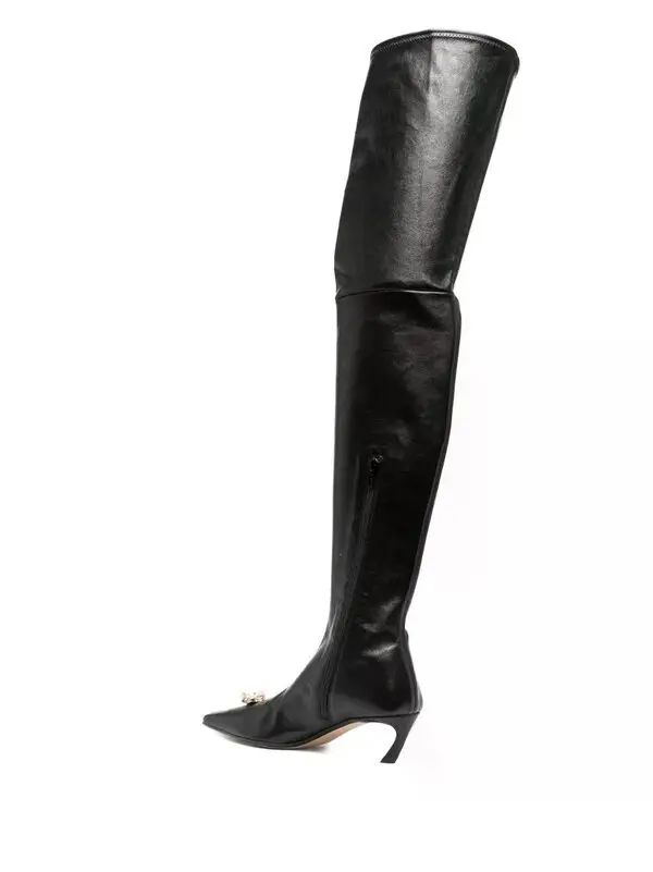 LANVIN Swing" Crystal-embellished Thigh-high Boots