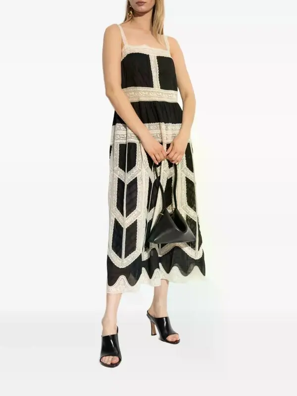 Zimmermann Lace Insert Sleeveless Square Neck Dress