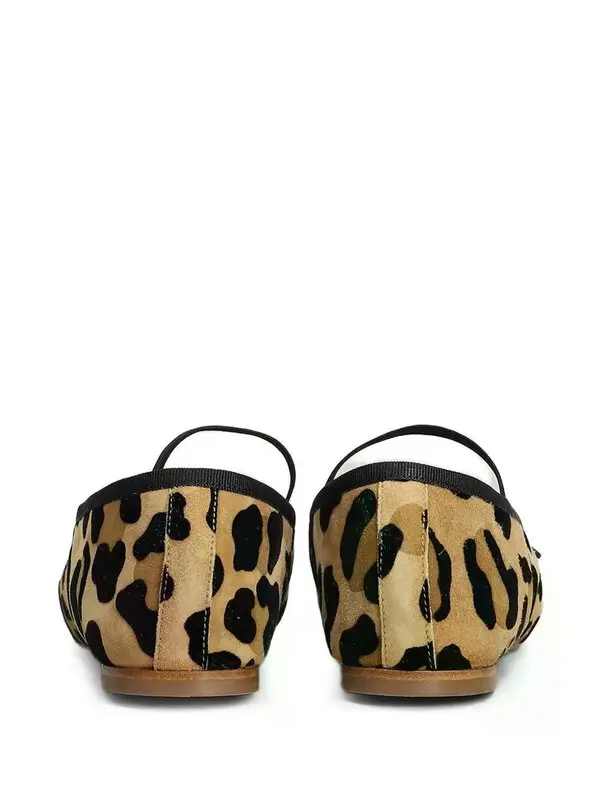 ANNIEL Leopard-print Suede Ballet Flats With Elasticated Strap