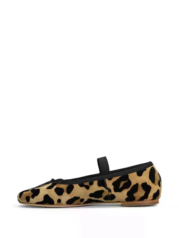 ANNIEL Leopard-print Suede Ballet Flats With Elasticated Strap