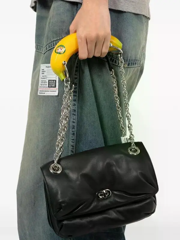 Mihara Yasuhiro Banana-handle Padded Leather Shoulder Bag - Black