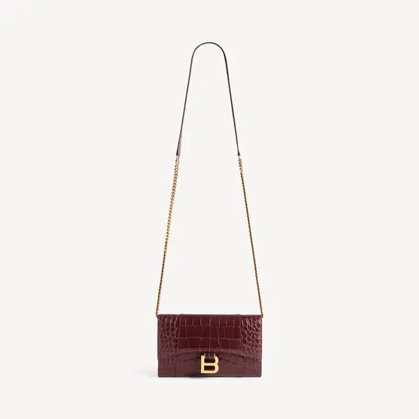 Balenciaga Hourglass Wallet On Chain - Red