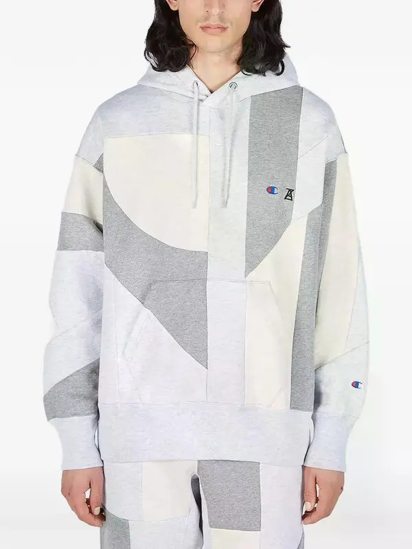 Anrealage Patchwork Embroidered Drawstring Hoodie