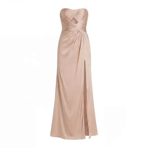 Mac Duggal Strapless Charmeuse Gown With Keyhole Cutout And Slit