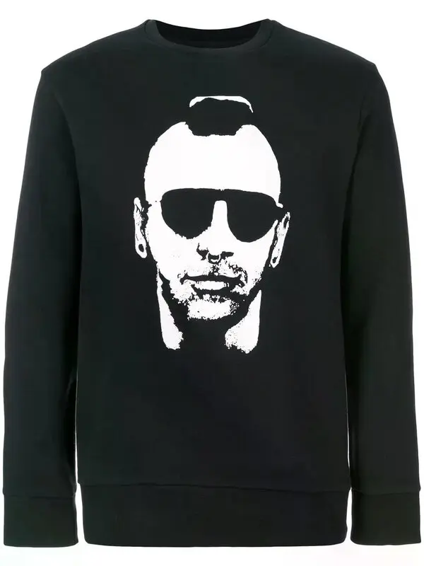 Neil Barrett Graphic Print Crew Neck Long Sleeve Sweater - Black