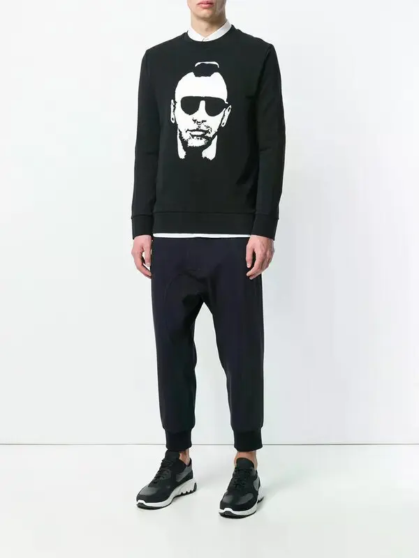 Neil Barrett Graphic Print Crew Neck Long Sleeve Sweater