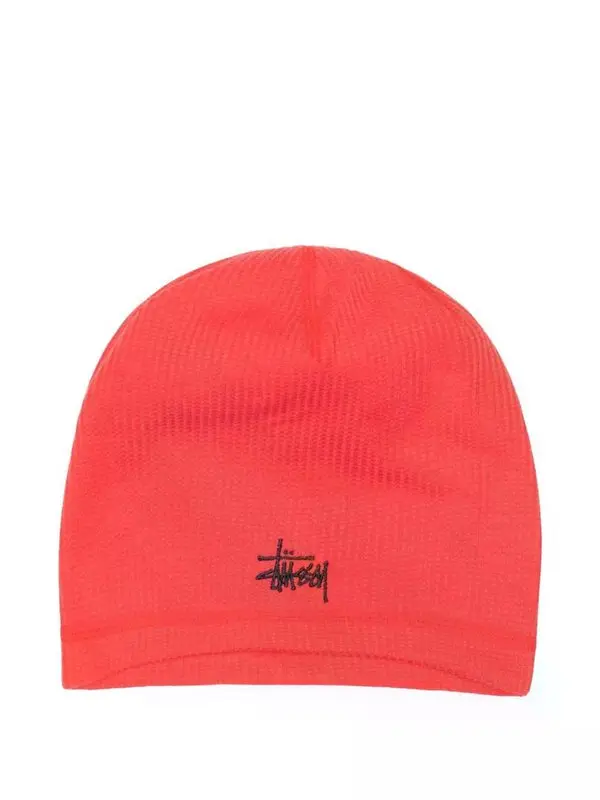 StÜssy Logo Embroidered Beanie - Red