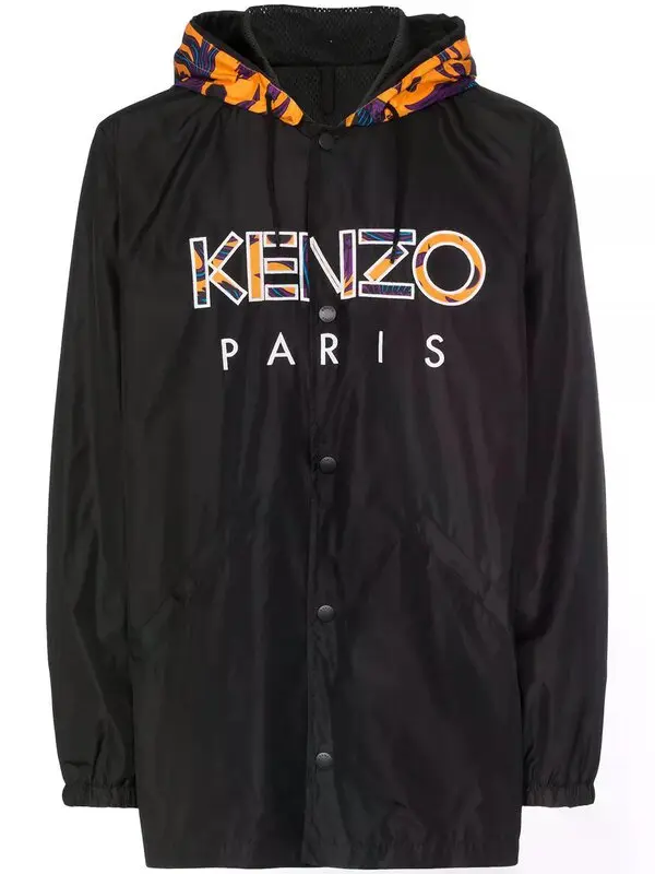 Kenzo Logo Print Hooded Windbreaker Jacket
