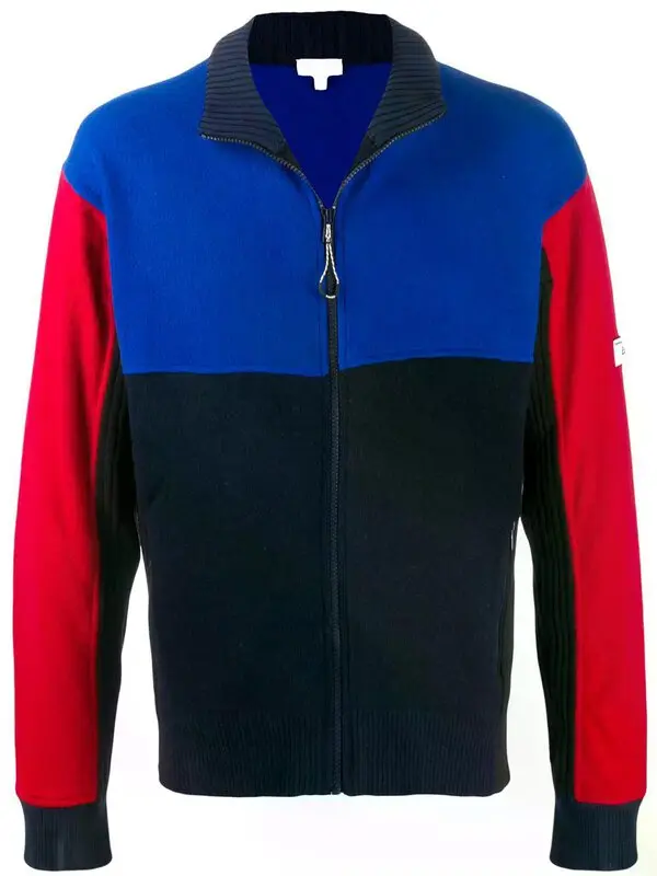 Kenzo Color Block Knit Zip-up Jacket - Blue