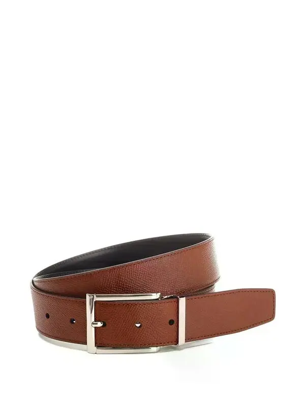 FERRAGAMO Reversible Grained-leather Belt - Brown