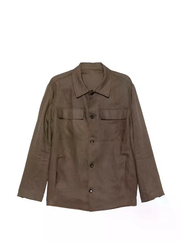MICHAEL COAL James Pocket Button-fastening Overshirt - Brown
