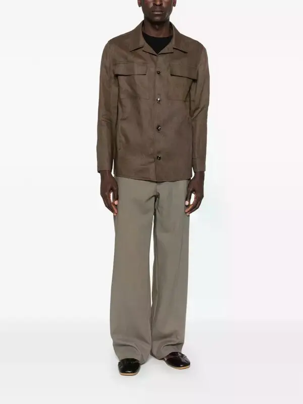 MICHAEL COAL James Pocket Button-fastening Overshirt - Brown