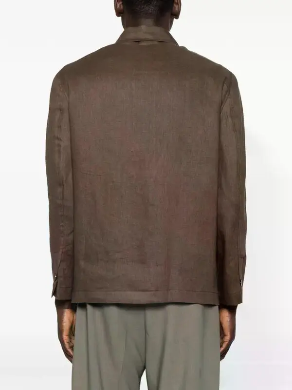 MICHAEL COAL James Pocket Button-fastening Overshirt - Brown
