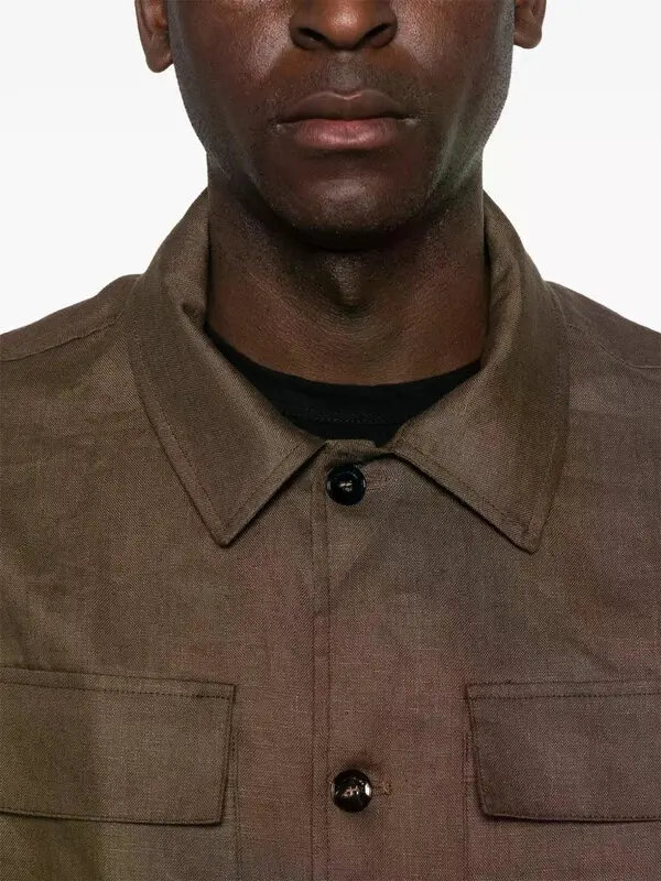 MICHAEL COAL James Pocket Button-fastening Overshirt - Brown