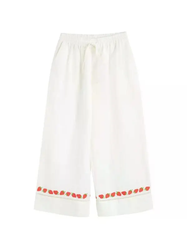 Chinti & Parker Strawberry Motif Drawstring Trousers - White
