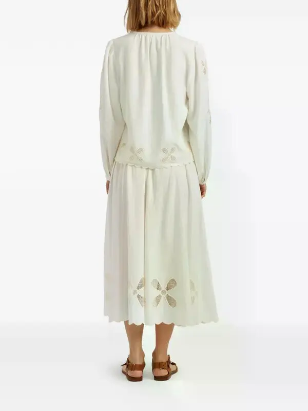 Chinti & Parker Broderie Midi Skirt - White