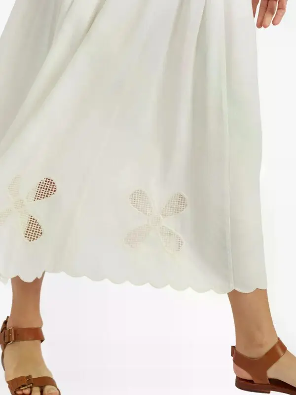 Chinti & Parker Broderie Midi Skirt - White