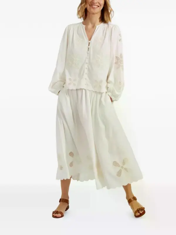 Chinti & Parker Broderie Midi Skirt - White