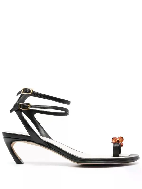 LANVIN Calf Leather Knot Embellished Sandals