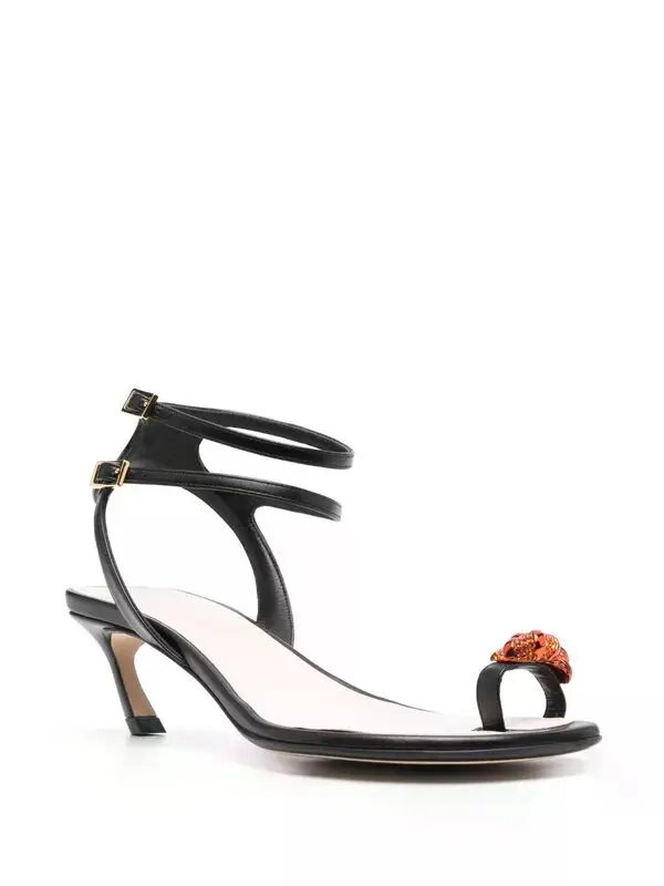 LANVIN Calf Leather Knot Embellished Sandals