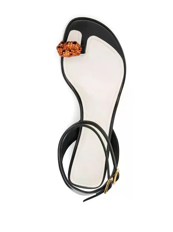 LANVIN Calf Leather Knot Embellished Sandals