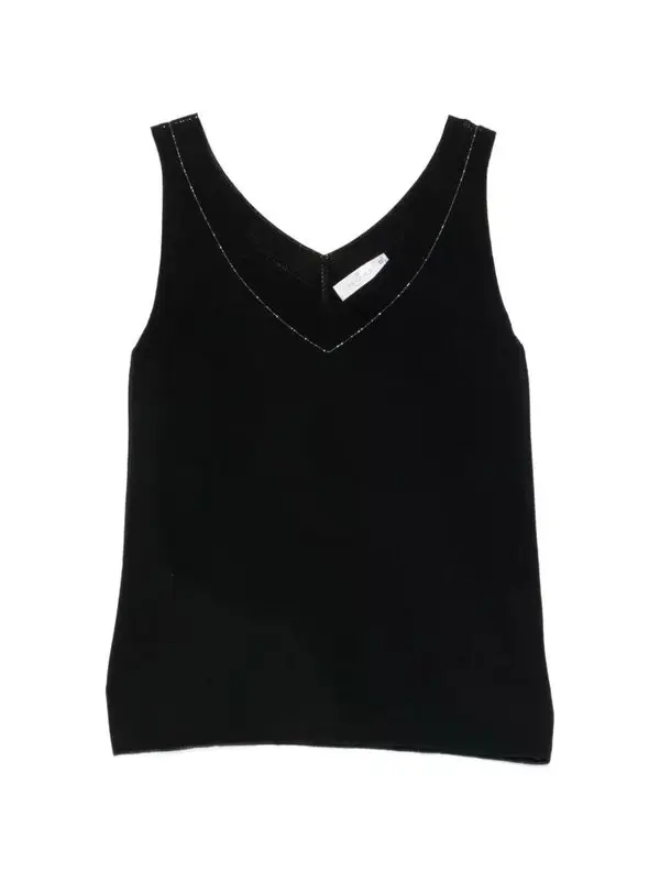 PANICALE Sleeveless V-neck Top With Bead Embellishment