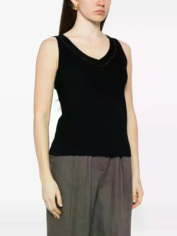PANICALE Sleeveless V-neck Top With Bead Embellishment