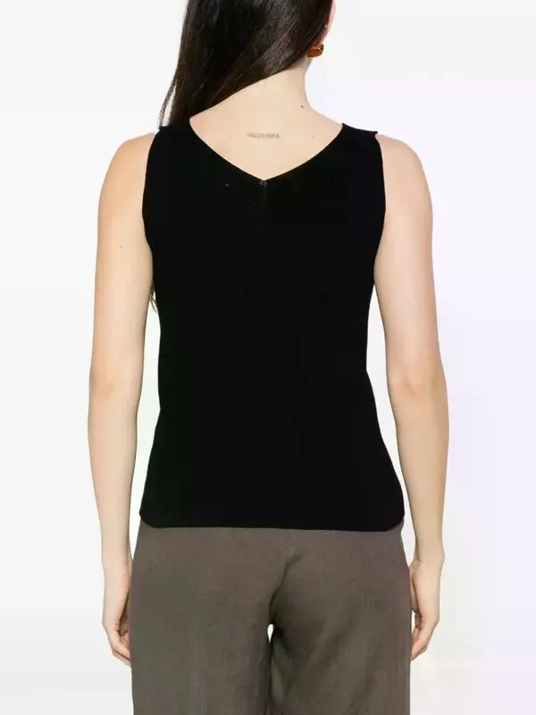 PANICALE Sleeveless V-neck Top With Bead Embellishment