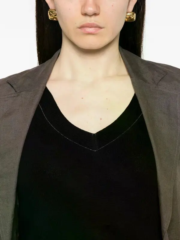 PANICALE Sleeveless V-neck Top With Bead Embellishment