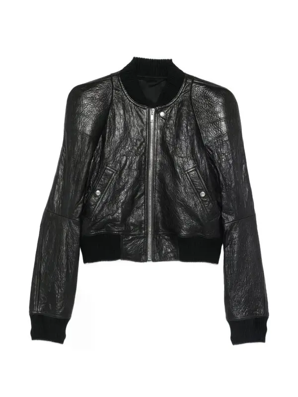 Rick Owens Structured Shoulder Leather Bomber Jacket - Black