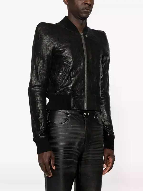 Rick Owens Structured Shoulder Leather Bomber Jacket - Black