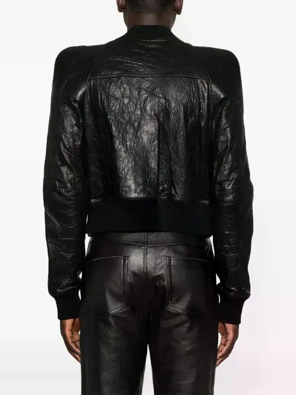Rick Owens Structured Shoulder Leather Bomber Jacket - Black