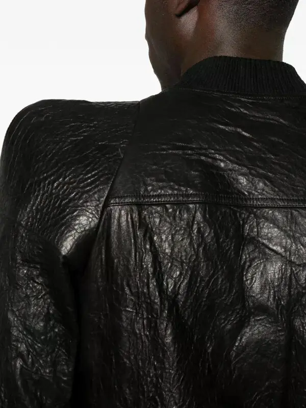 Rick Owens Structured Shoulder Leather Bomber Jacket - Black