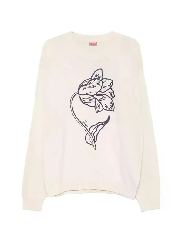 Kenzo Floral Embroidered Crew Neck Sweater