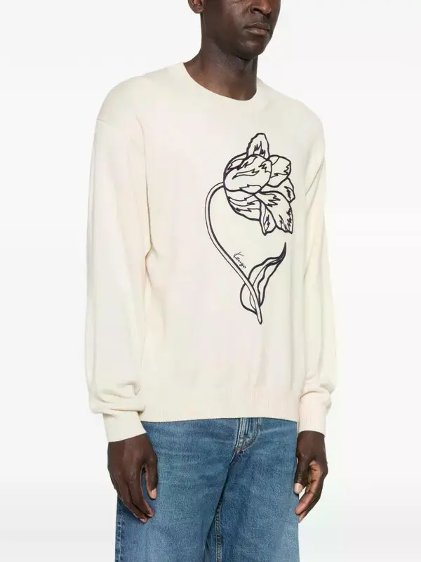 Kenzo Floral Embroidered Crew Neck Sweater