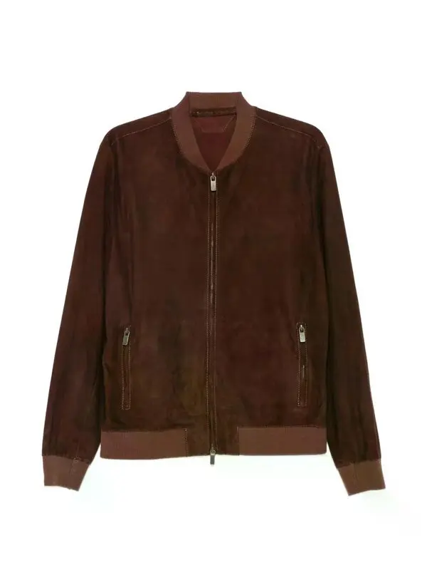 SALVATORE SANTORO Suede Bomber Jacket - Brown