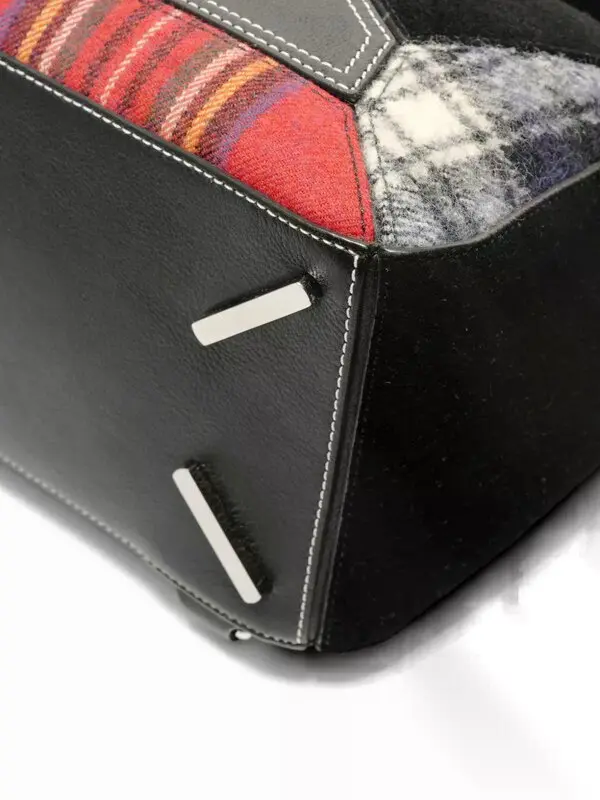 Loewe Puzzle Anagram Check Shoulder Bag - Black
