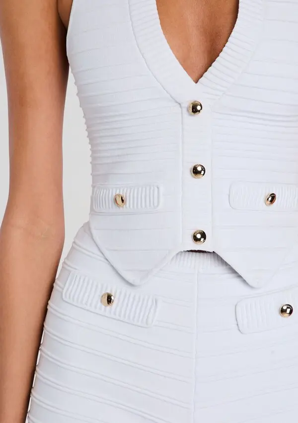 Retrofete Tinsley Bandage Knit Vest - Metallic White