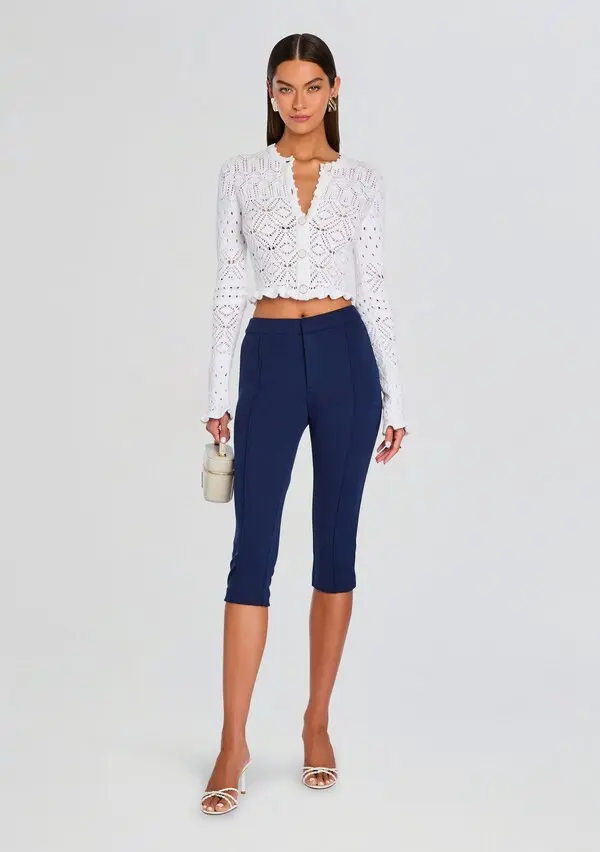 Retrofete Giuliana Crochet Cardigan With Scalloped Hem