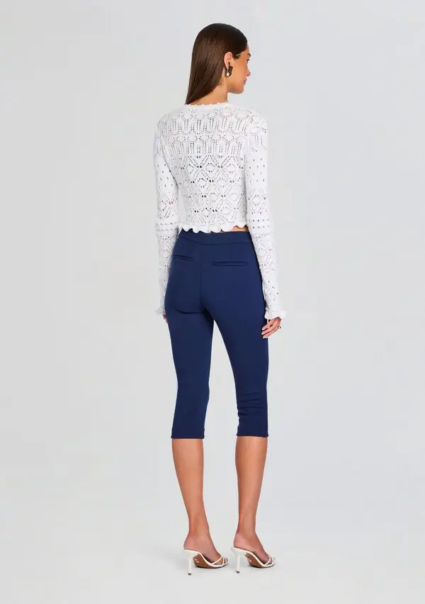 Retrofete Giuliana Crochet Cardigan With Scalloped Hem