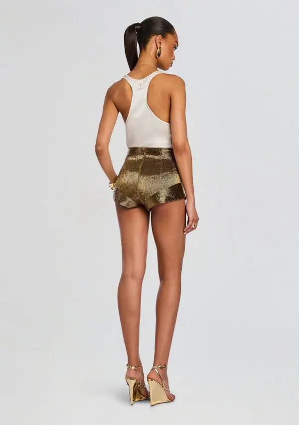 Retrofete Elualy Embellished High-waisted Hot Shorts