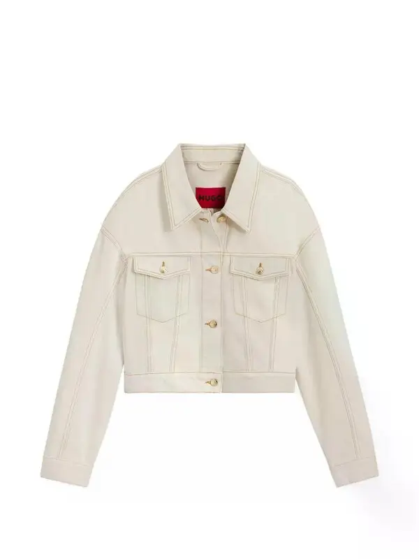 Hugo Off- Buttoned Crop Jacket - White