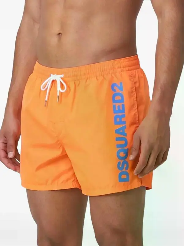 Dsquared2 Logo Drawstring Swim Shorts - Orange