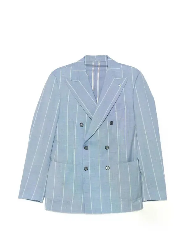 LUIGI BIANCHI MANTOVA Pinstripe Double-breasted Suit - Blue