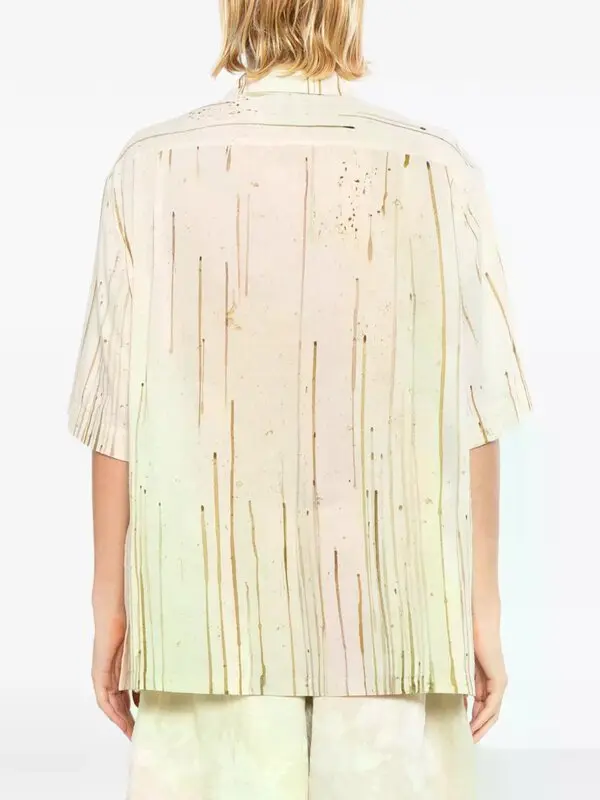 ZIGGY CHEN Paint-drip Camp-collar Shirt - Neutrals