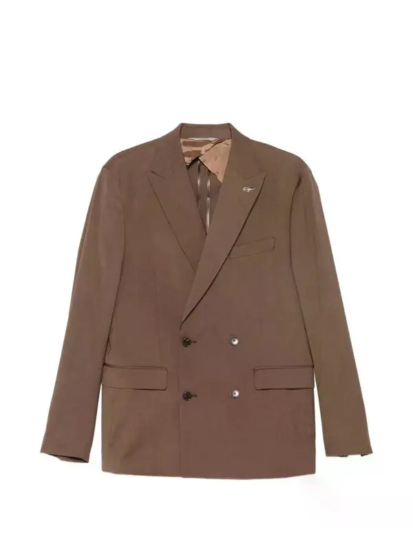 PAOLONI Double-breasted Peaked-lapel Suit - Brown