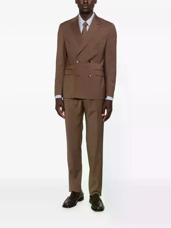 PAOLONI Double-breasted Peaked-lapel Suit - Brown